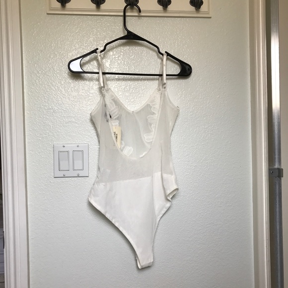 Tops | White Mesh Bodysuit | Poshmark